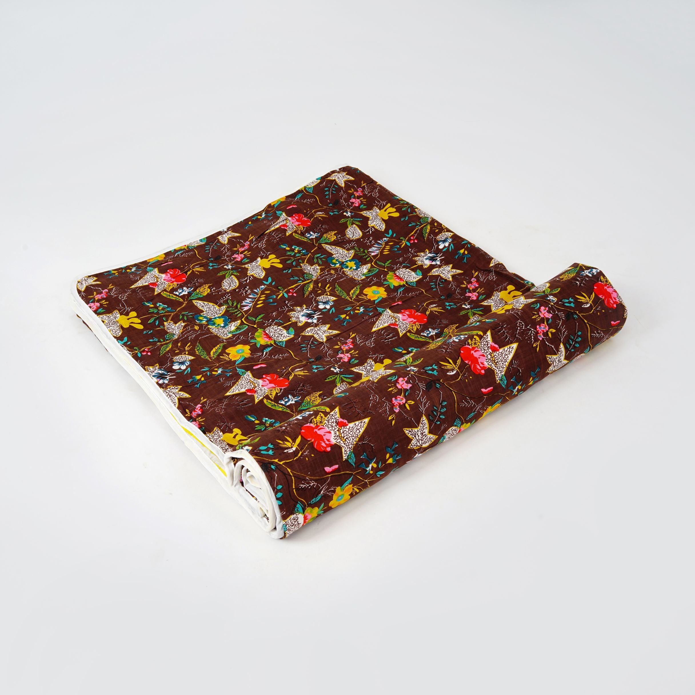 Chocolate bird flower Reversible Malmal AC Quilt/Dohar with falalen ...
